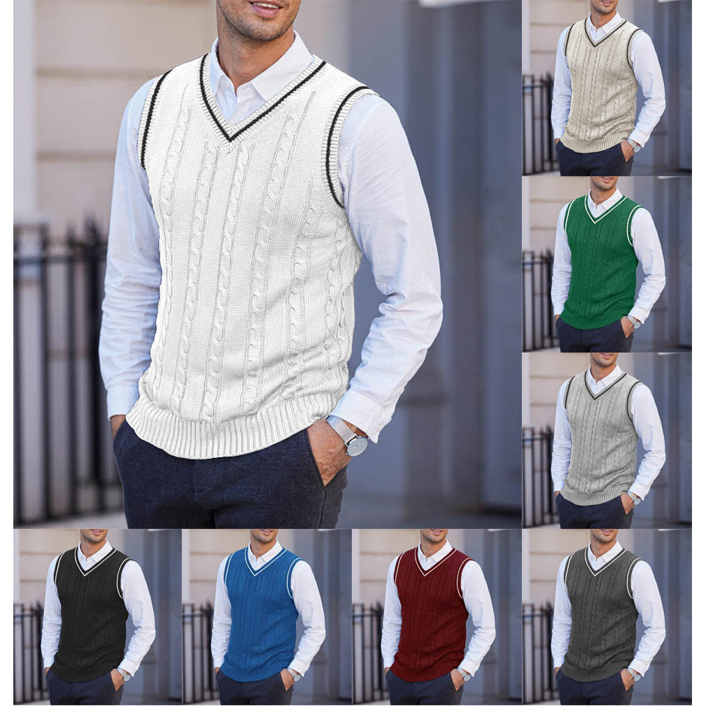 Novo Colete Social Malha em Lã Masculino Pullover Tricô Gola V Suéter ...