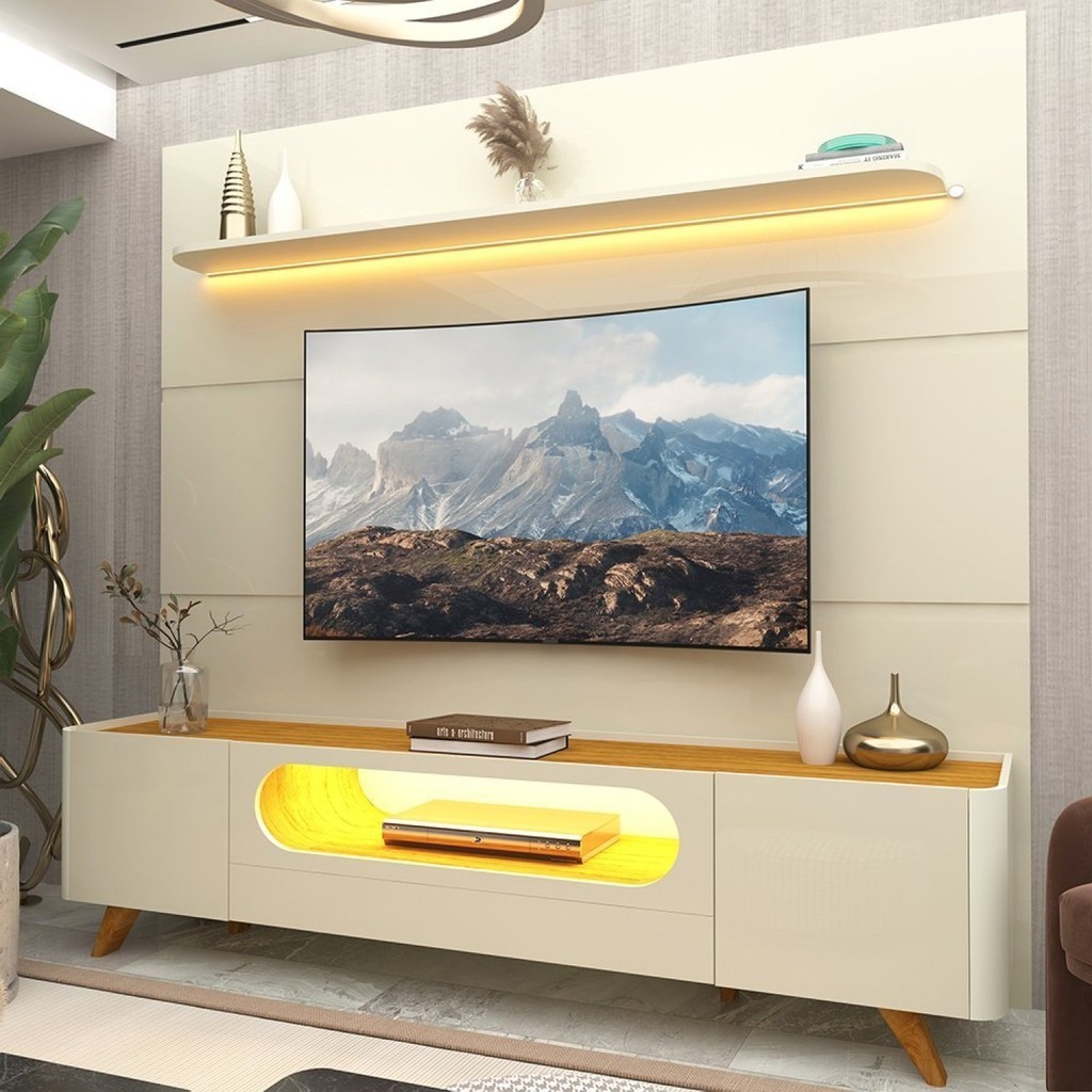 Rack com Painel para Tv até 85 Polegadas 1 Gaveta 2 Portas com Led 1 Prateleira 100% MDF ...