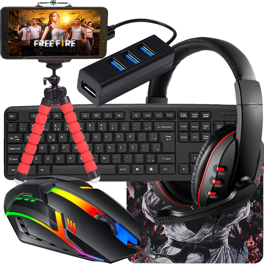 Kit Mobilador Gamer Completo Com Headset Gamer Mouse Led Tripe Celular Hub Usb | Shopee Brasil