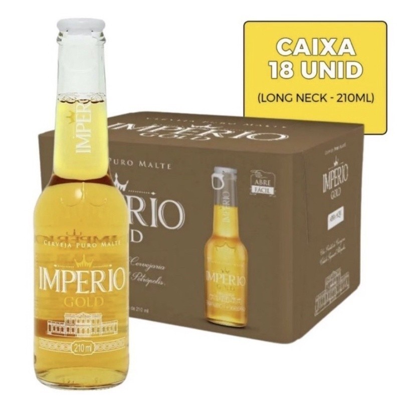 Cerveja Império Gold Puro Malte Long Neck 210ml C/18 Unid | Shopee Brasil