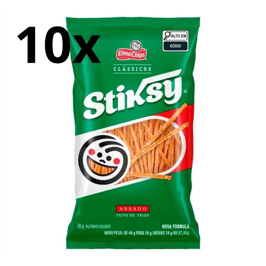 Kit 10 Salgadinho Stiksy 30G Elma Chips | Shopee Brasil