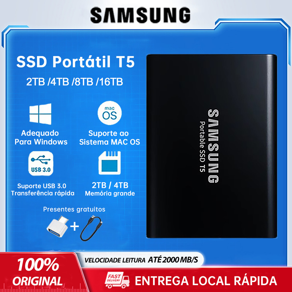 SAMSUNG Original Hd Externo SSD 1TB 2TB 4TB Disco Rígido Portátil Estado Sólido Hd Externo USB3 ...