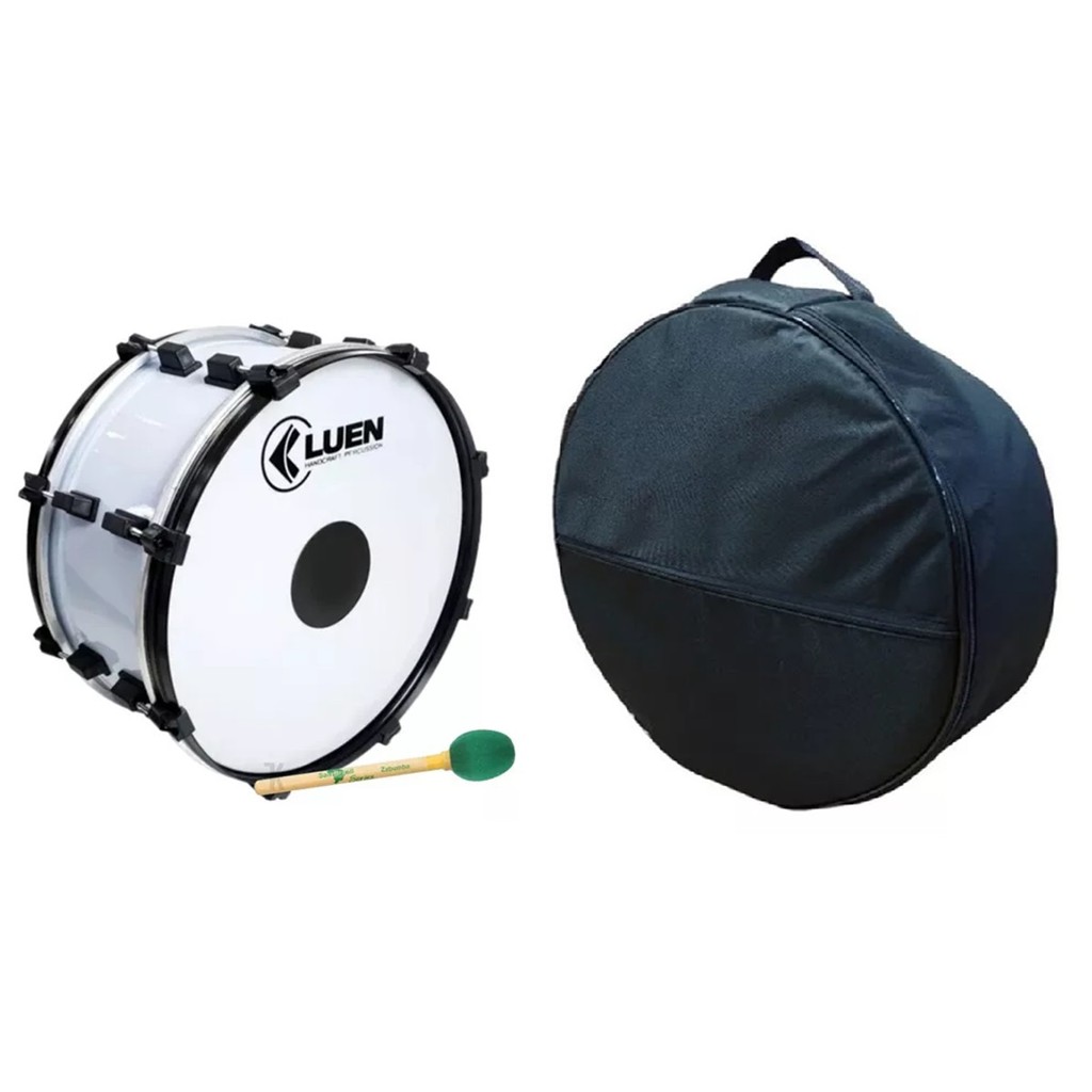 Zabumba Branca 20x18" Dupla Afin P. Leitosa+PAD+Capa Extra | Shopee Brasil
