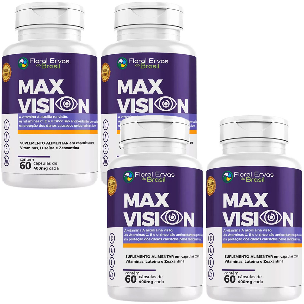 Kit 4x Max Vision Luteína Zeaxantina Vitamina Para os Olhos | Shopee Brasil