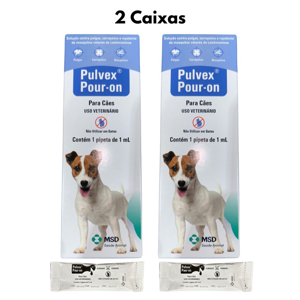 Pulvex Pour On 1ml Cães Antipulgas e Carrapatos Repelente Mosquitos ...