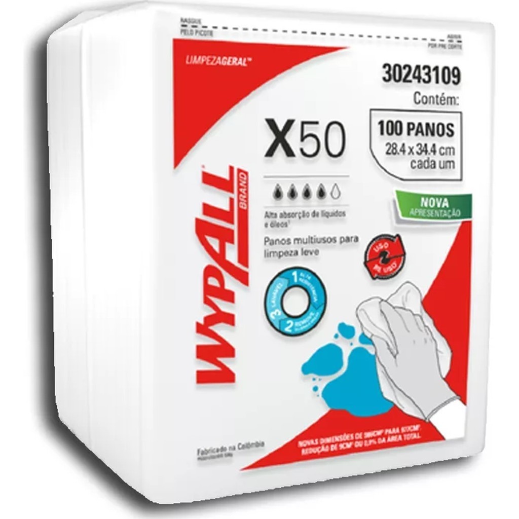 Pano Limpeza Geral Reutilizável Lavável Wiper Wypall X50 Com 100un ...