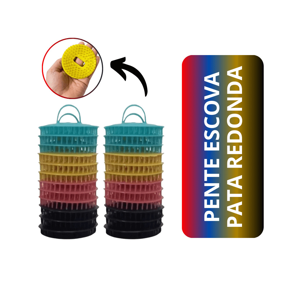 Pente Escova Pata Pata Redonda 24 Unidades - Cabelo Curto Masculino ...