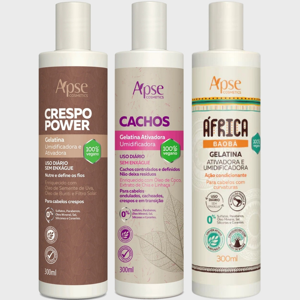 Gelatina Apse Ativadora De Cachos Umidificadora Cabelos Cacheados Profissional - Escolha O ...