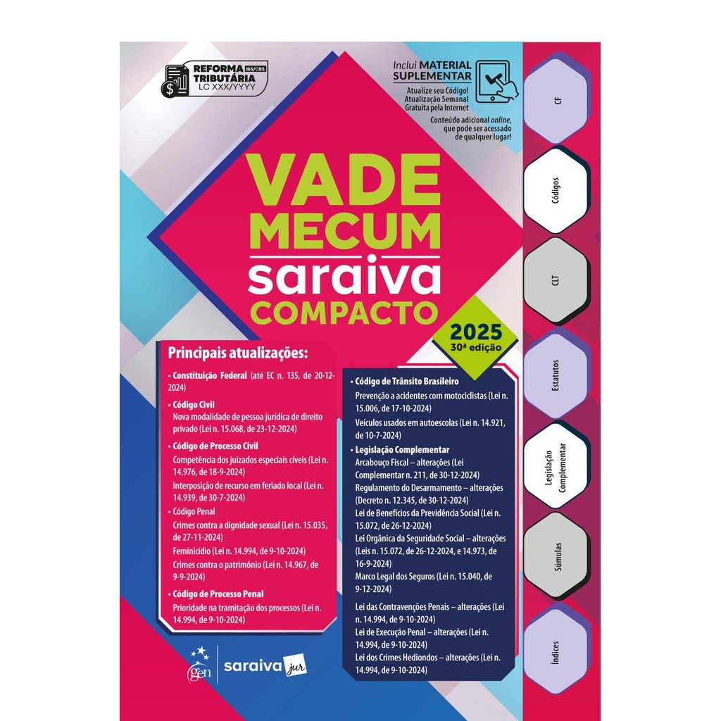Vade Mecum Saraiva Compacto - 30ª Edição 2025 | Shopee Brasil