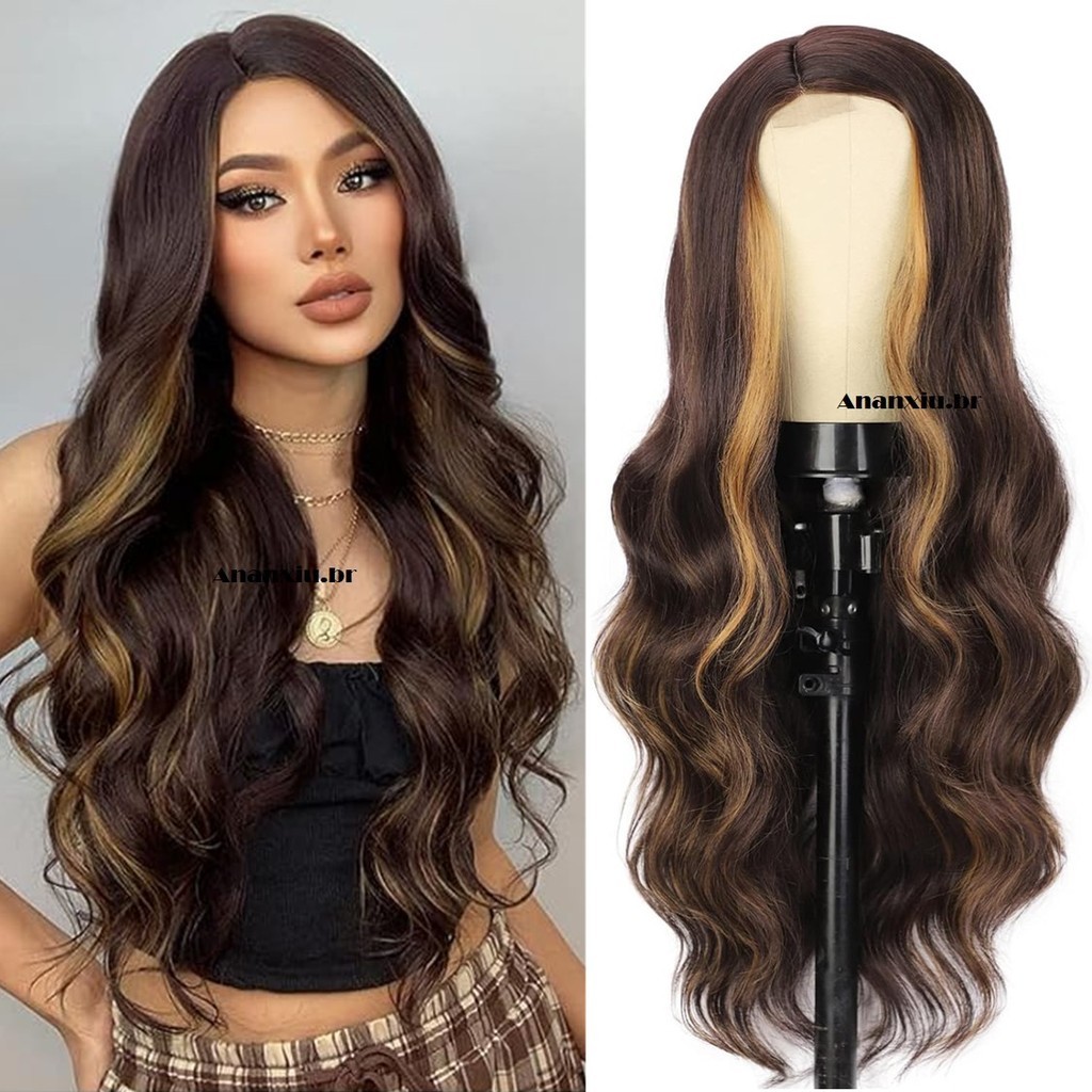 7 Perucas femininas lace loira peruca castanha cabelo humano cacheado ...