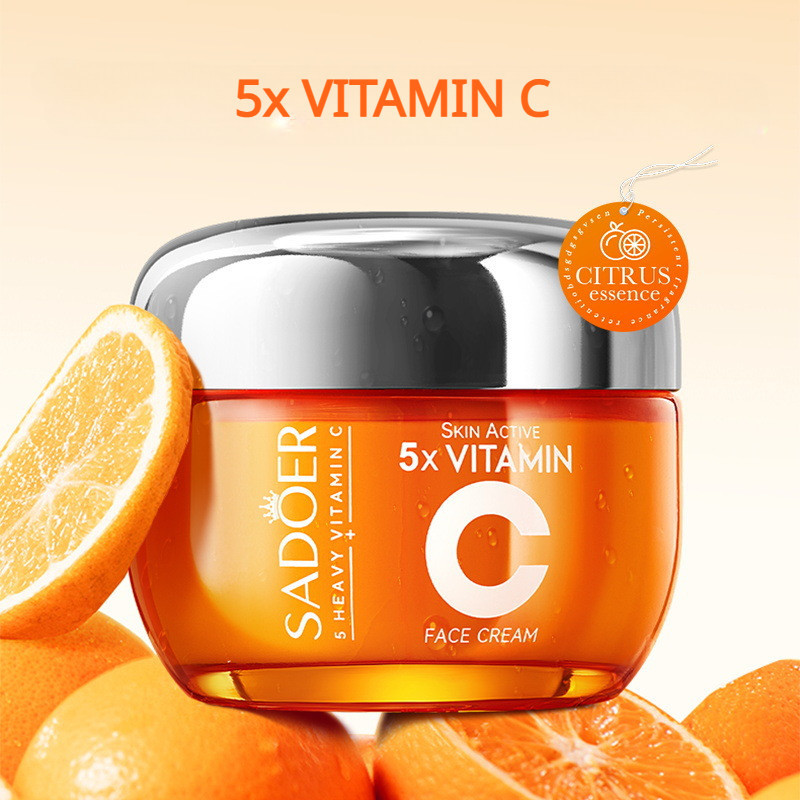 SADOER 5 Em 1 Creme Facial Ativo 5X Vitamina C 50g Limpo E Brilhante Tom De Pele Melhora O ...