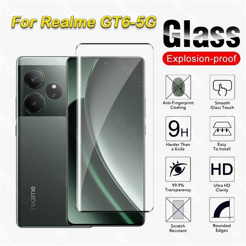 1-3 Pcs 9H Capa De Tela Cheia Protetor De Borda Curva Para Realme GT 6 ...
