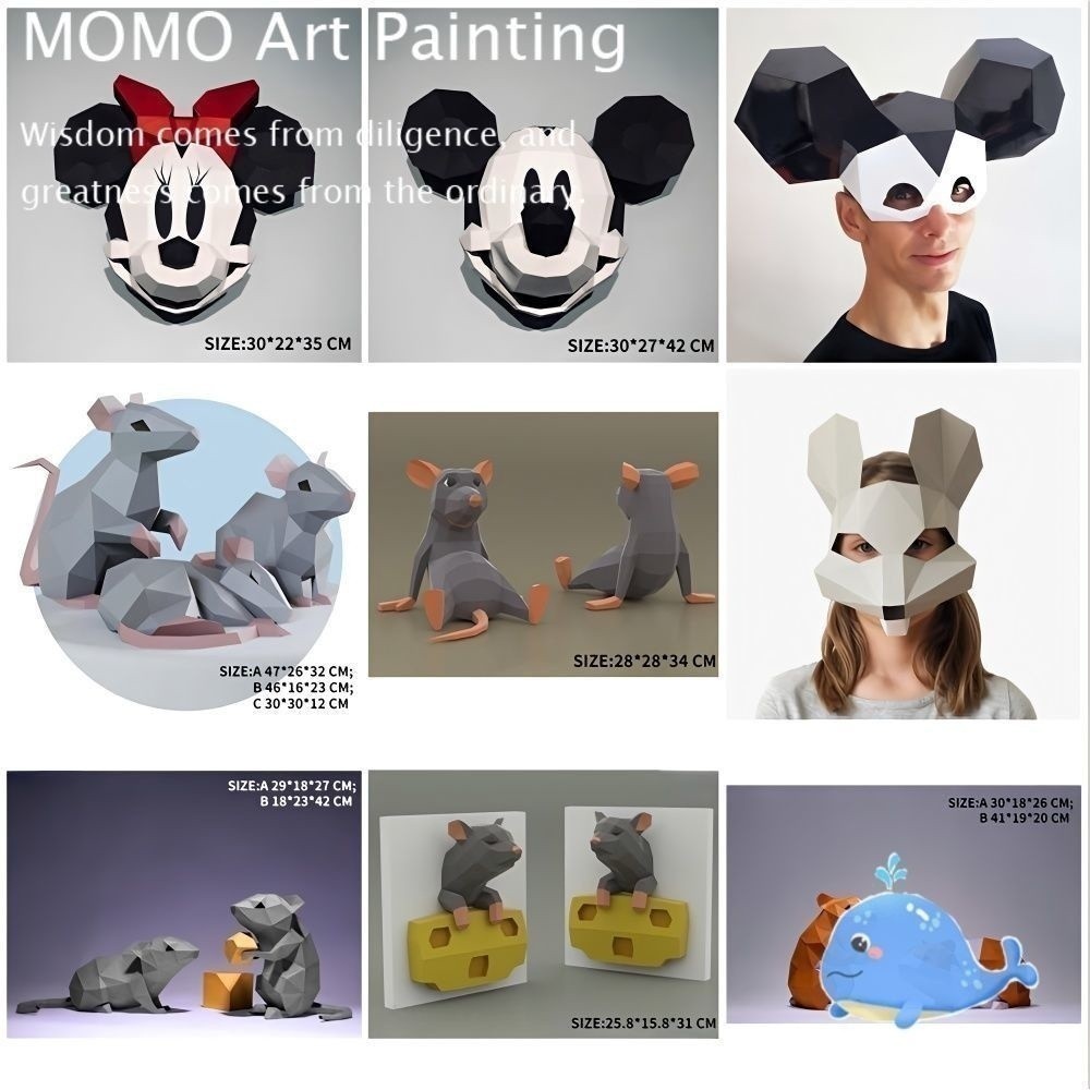 Momo modelo de papel criativo Mouse Hamster modelo casa parede ...