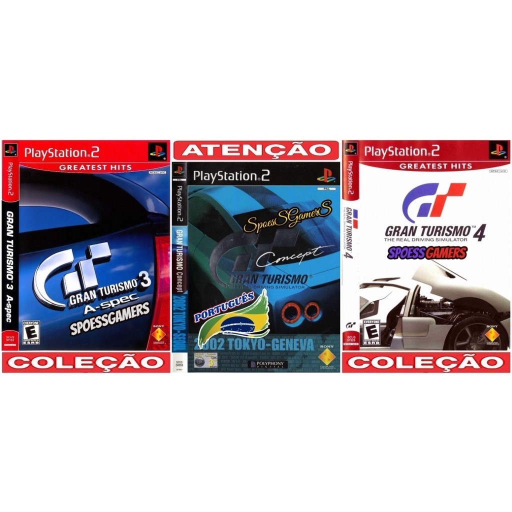 Jogo Ps 2 Gran Turismo ( Carros ) Coleção (3 Dvds) Patch Português ...