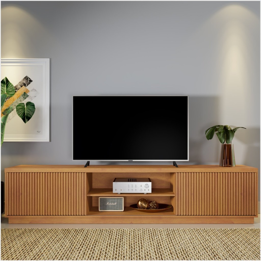 Rack para TV até 75 Polegadas 100% MDF Ripado 2 Portas Logan 180 | Shopee Brasil