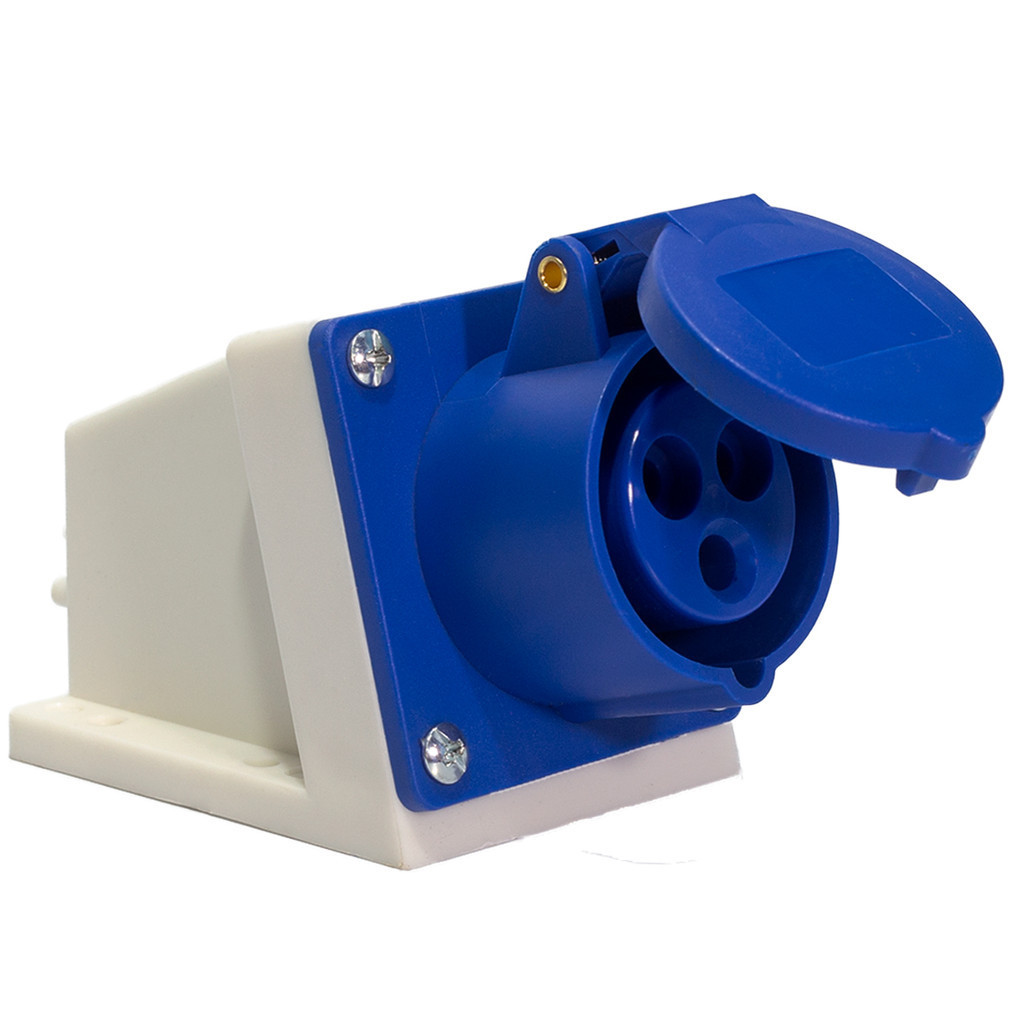 Tomada Industrial Sobrepor Plastico, 16A 220-240V, 2P+T, 6H, IP44, Cor ...