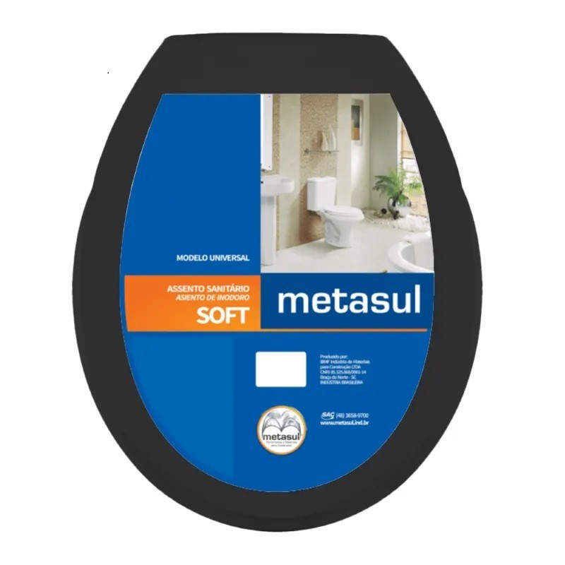 Assento Sanitario OVAL Basico SOFT Preto Metasul | Shopee Brasil