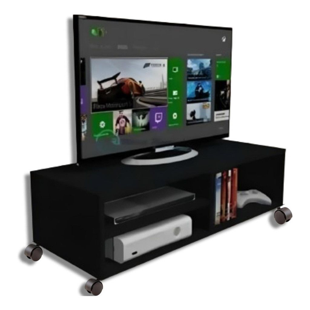 Rack Moderno Para Sala Com Rodinhas 90cm Preto | Shopee Brasil