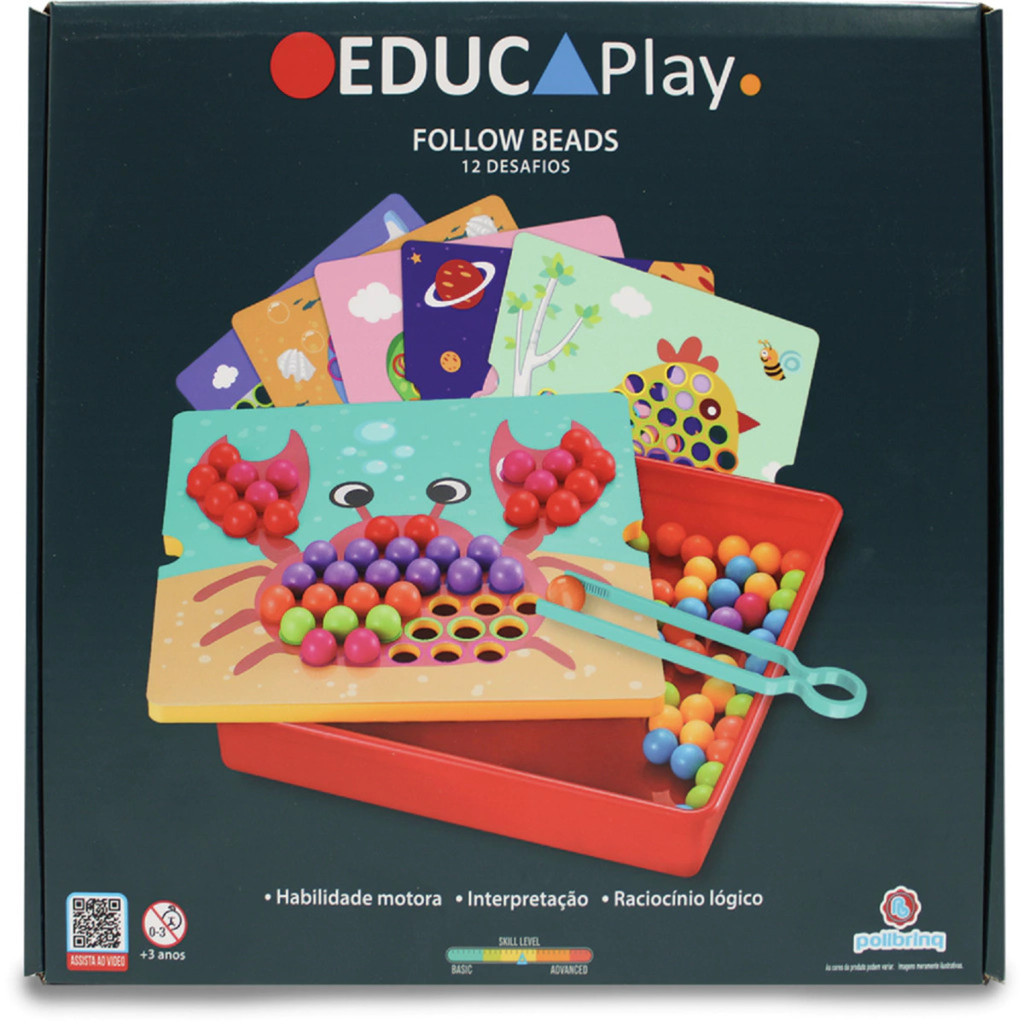 Brinquedo Educativo Follow Beads 12 Desenhos + 84 Beads EducaPlay ...