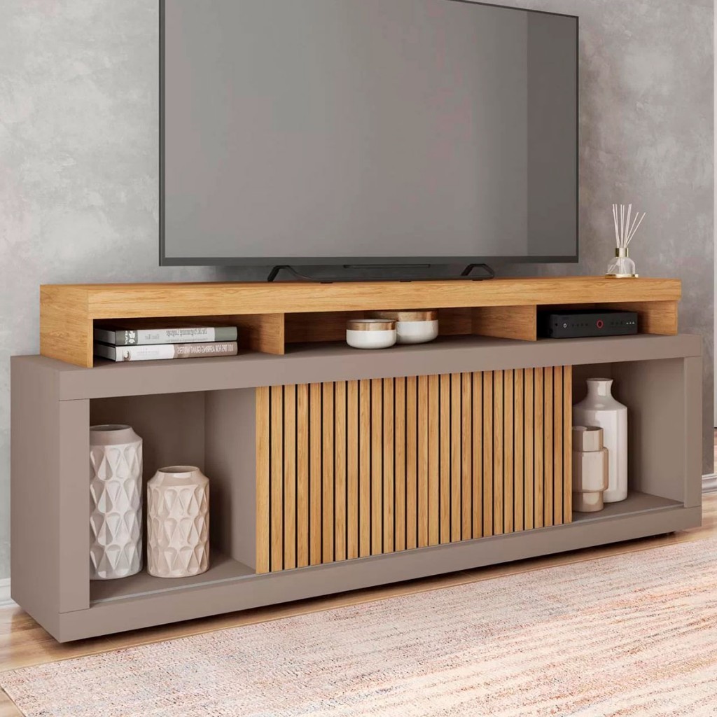 Rack para TV 75 Polegadas 2 Portas com Ripado Aegon | Shopee Brasil