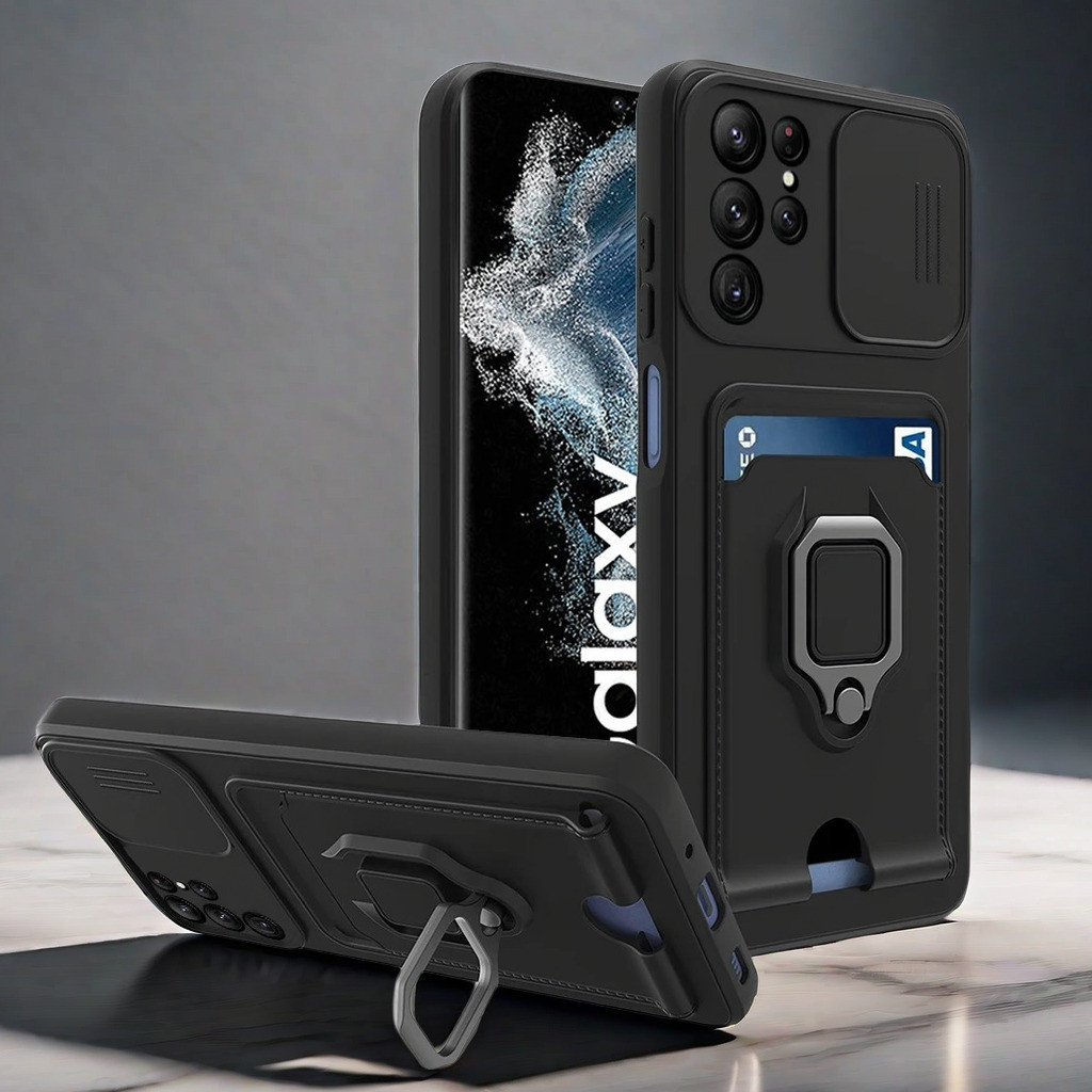 Estojo Para Câmera Deslizante Porta-Anel Samsung Galaxy S24 S23 S22 Ultra Pro Plus S20 S21 FE ...