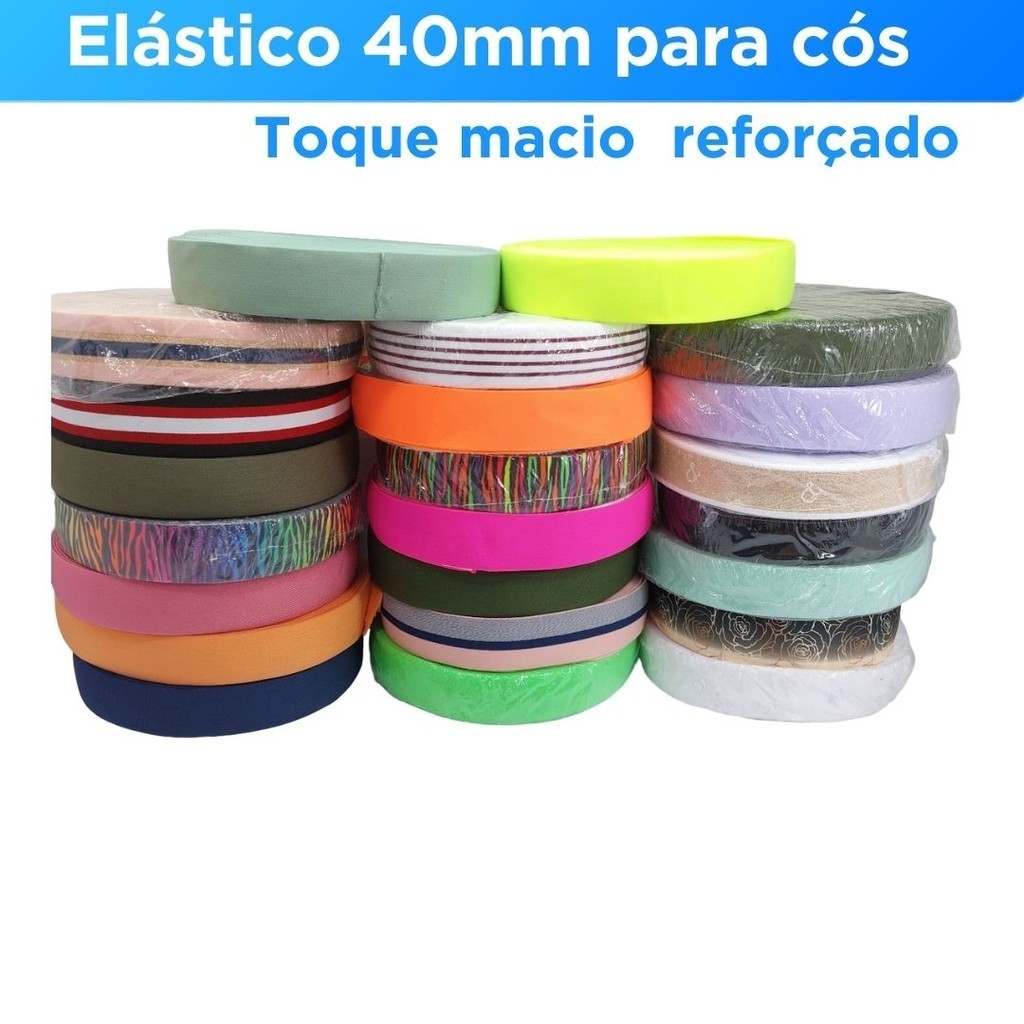 20 Metros Elástico Para Cós 40mm Rolo 40mm Várias Cores Reforçado de ...
