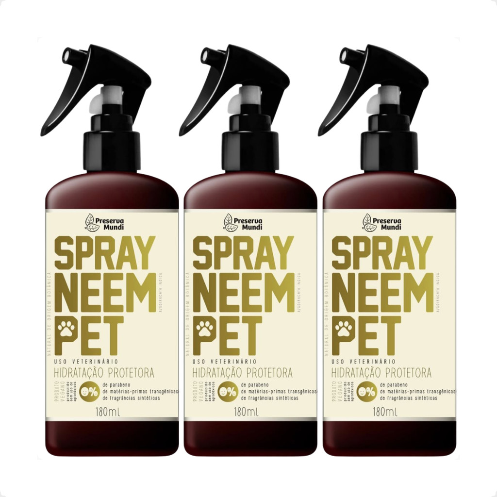 Kit 3 Spray Neem Pet - 180ml | Shopee Brasil