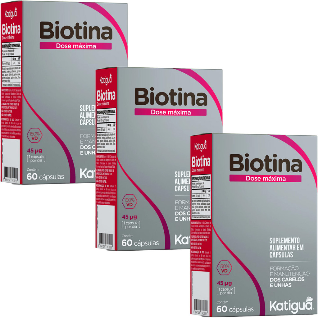 Biotina Dose Máxima 600mg Vitamina B7 Original Katiguá | Shopee Brasil