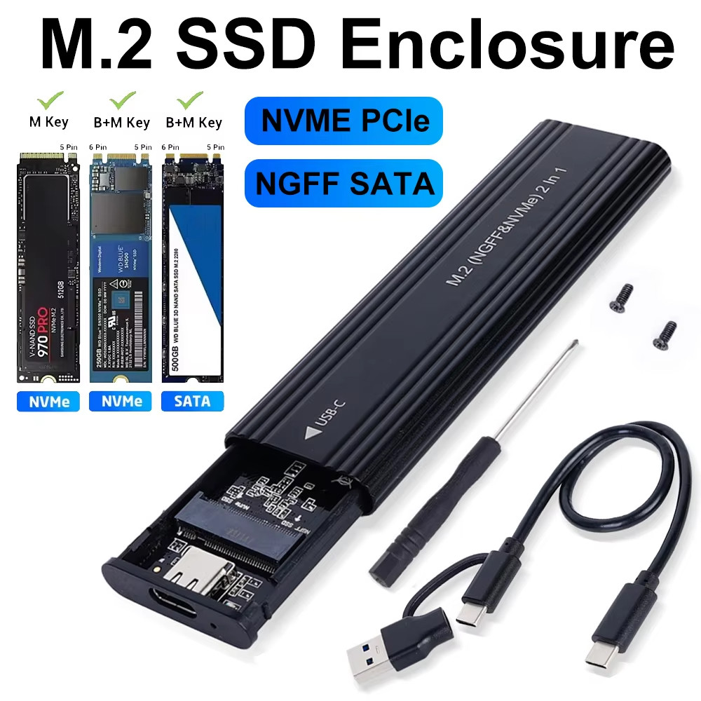 M2 SSD Caso NVME SATA Protocolo Duplo M . 2 Para USB Tipo C Gabinete ...