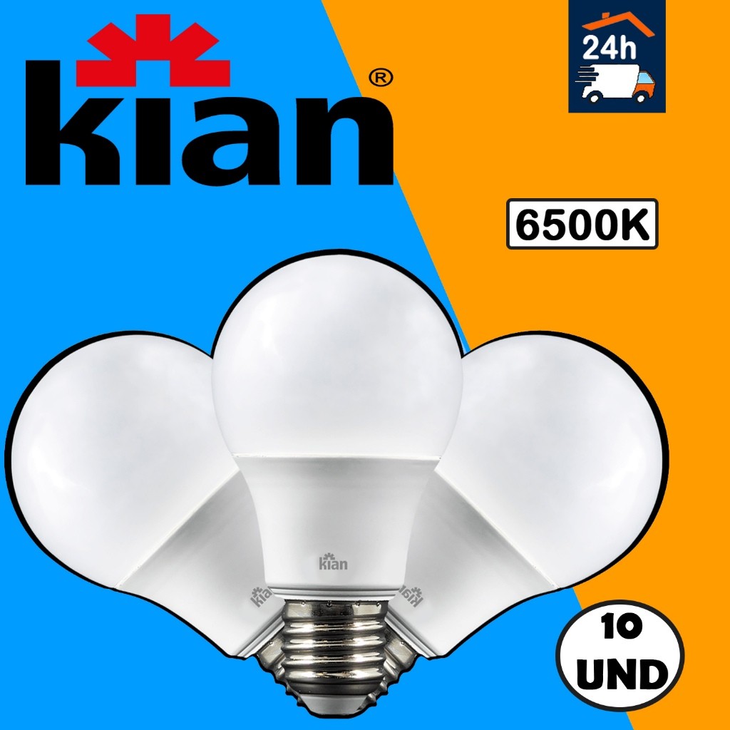 Kit 10 Lâmpadas LED Bulbo 6500K Bivolt - Kian | Shopee Brasil