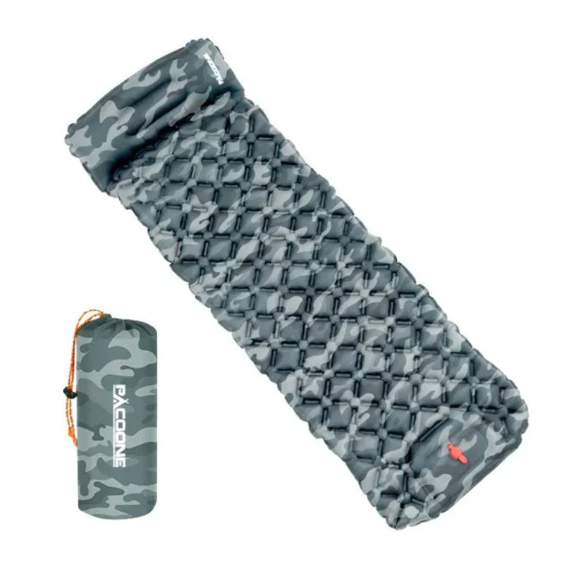 Colchonete camping inflável travesseiro com bomba camuflado | Shopee Brasil