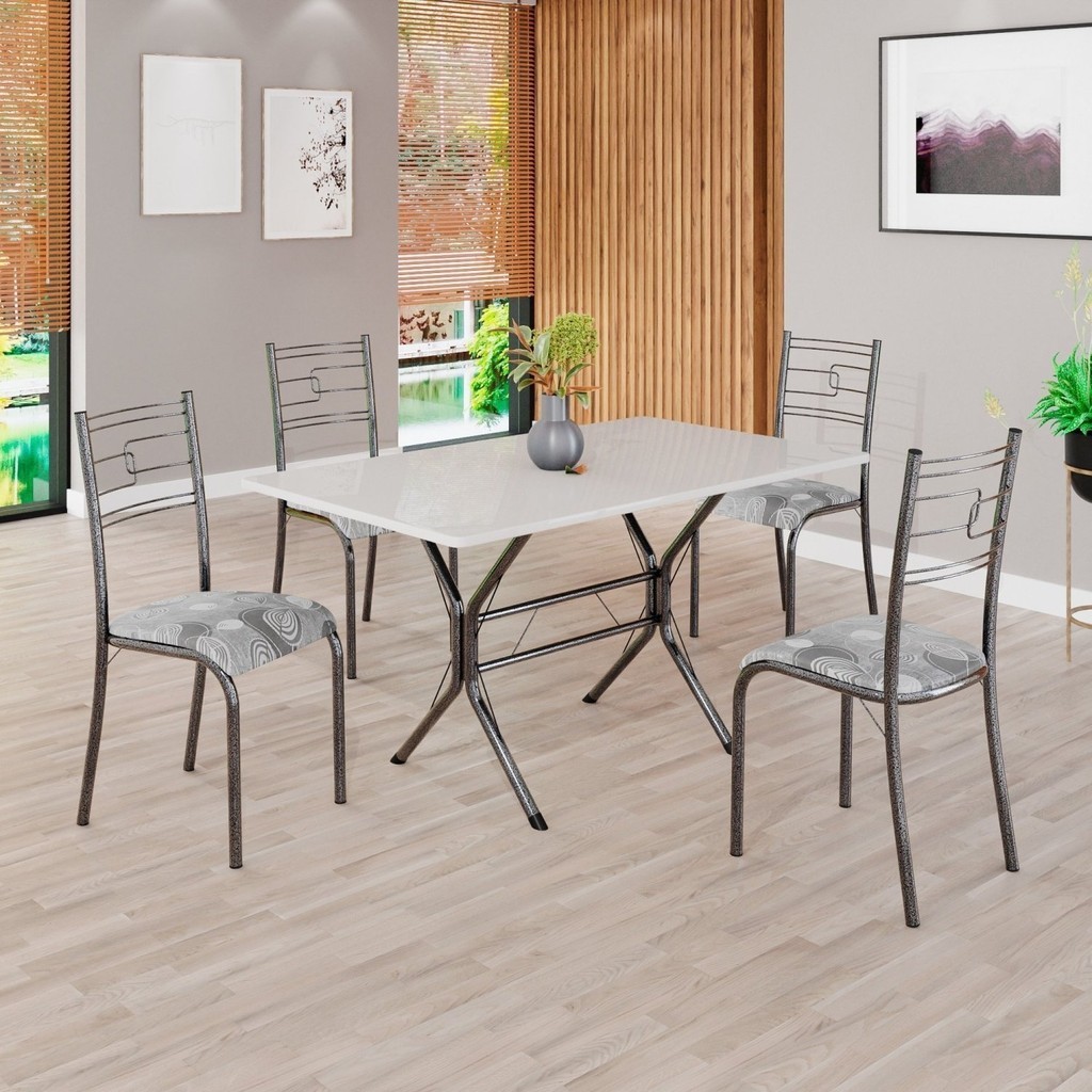 Conjunto Sala de Jantar Mesa Retangular 120x75cm Tampo Madeira Mdp Off ...