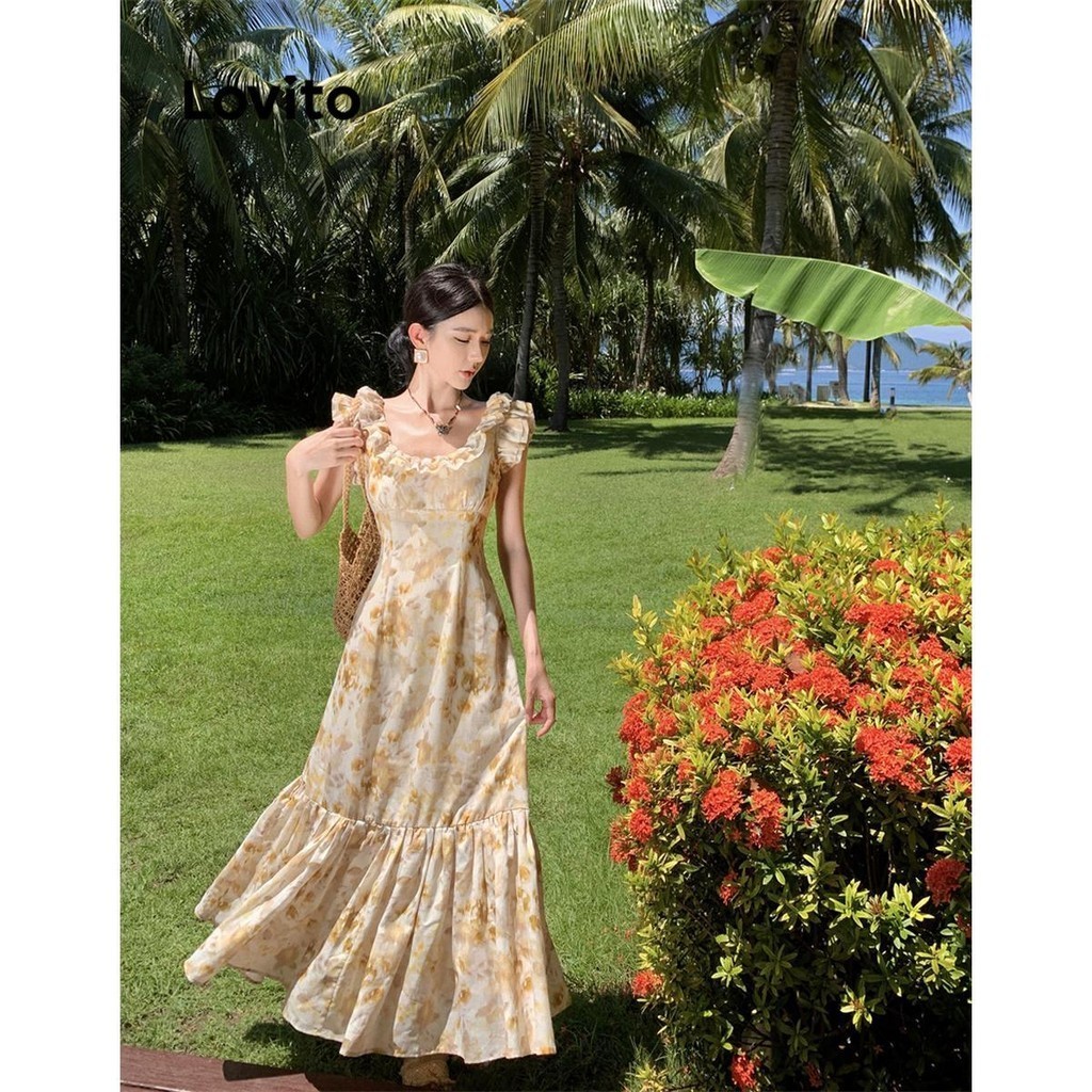 Lovito Vestido Elegante Ditsy Floral Jacquard Para Mulheres Lne66378