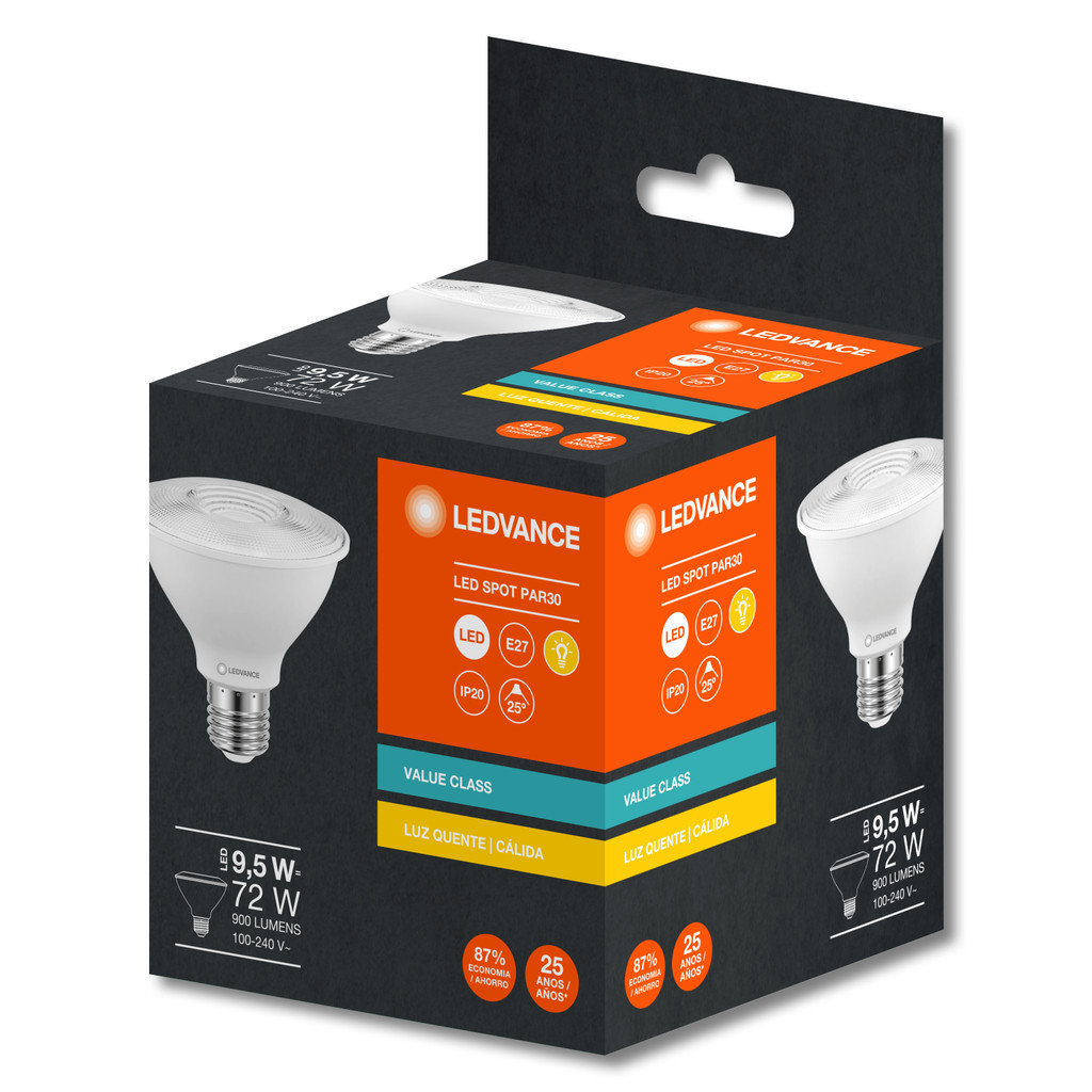 LAMPADA LED PAR30 9,5W 3000K 900LM BIV G4 - OSRAM | Shopee Brasil