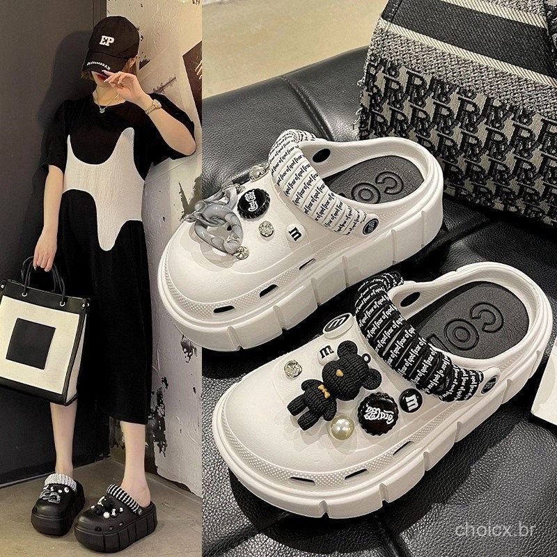 Novo Verão Punk Croc Plataforma Tamanho Sandália de Salto Grosso ...