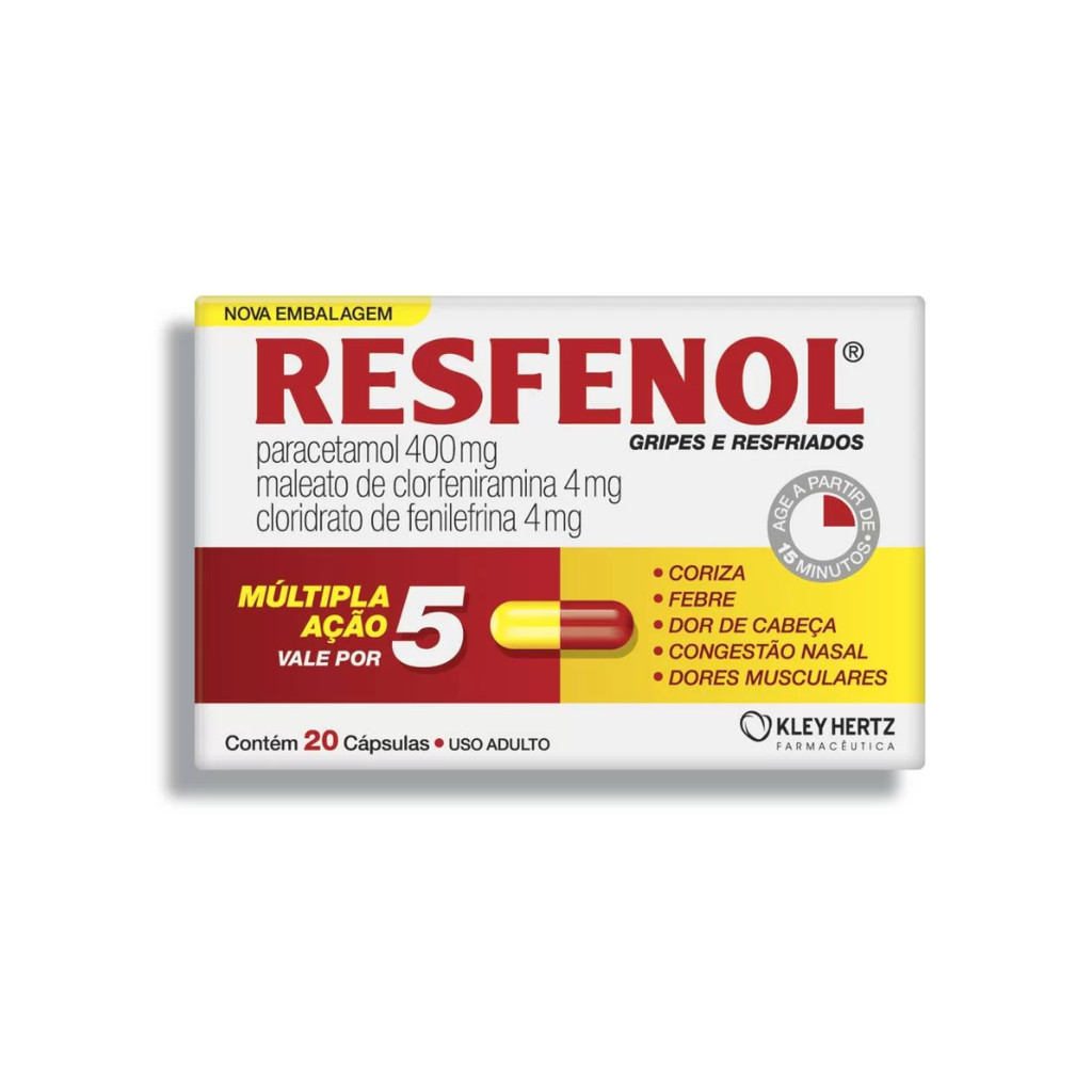 Resfenol Antigripal Descongestionante com 20 Cápsulas | Shopee Brasil