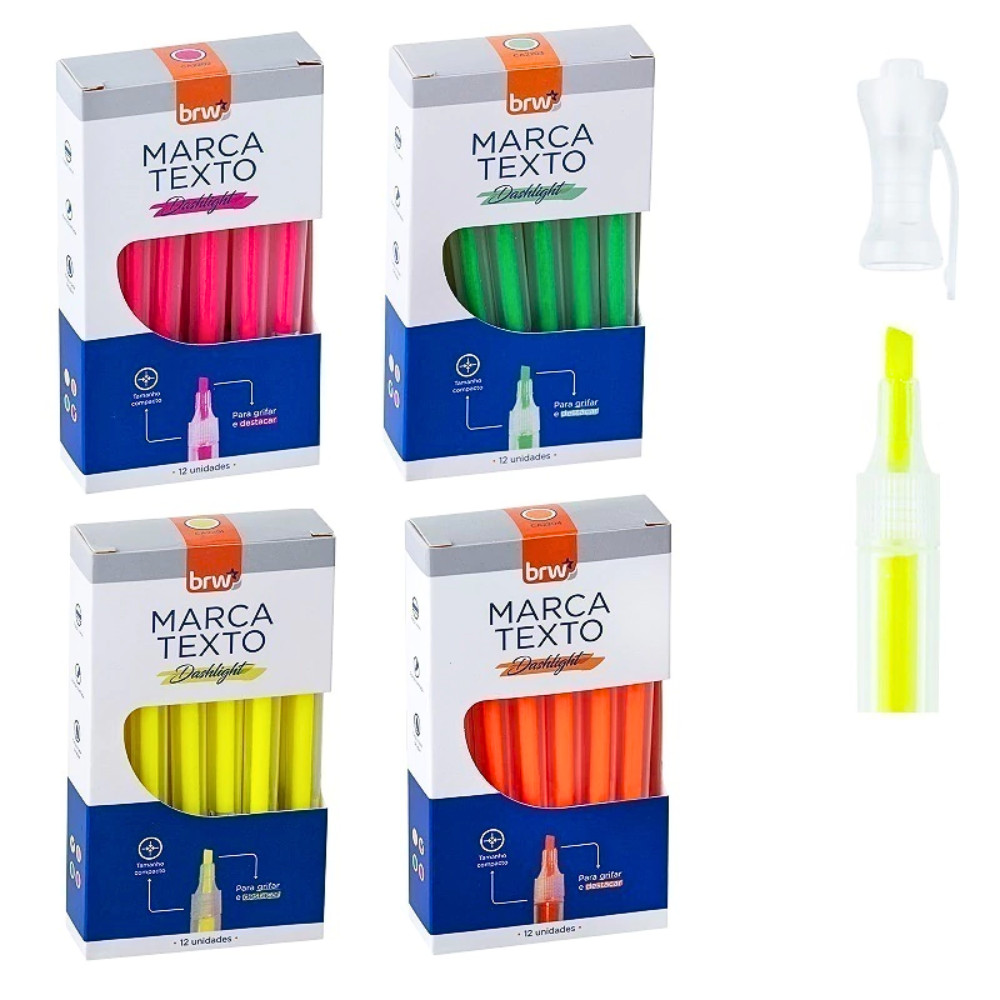 Marca Texto Fluorescente Transparente BRW | Shopee Brasil