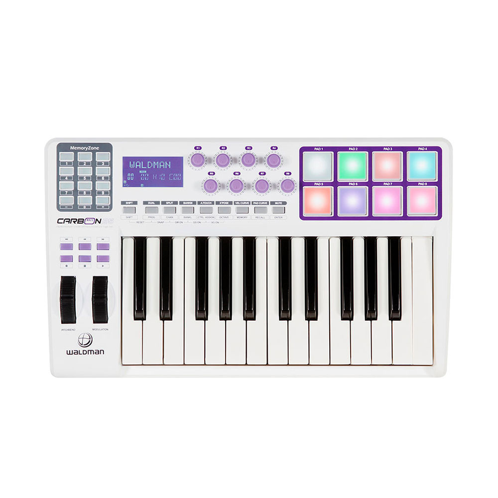 Teclado Controlador Midi Waldman Carbon 25 Teclas 8 Pads - TC0102 | Shopee Brasil