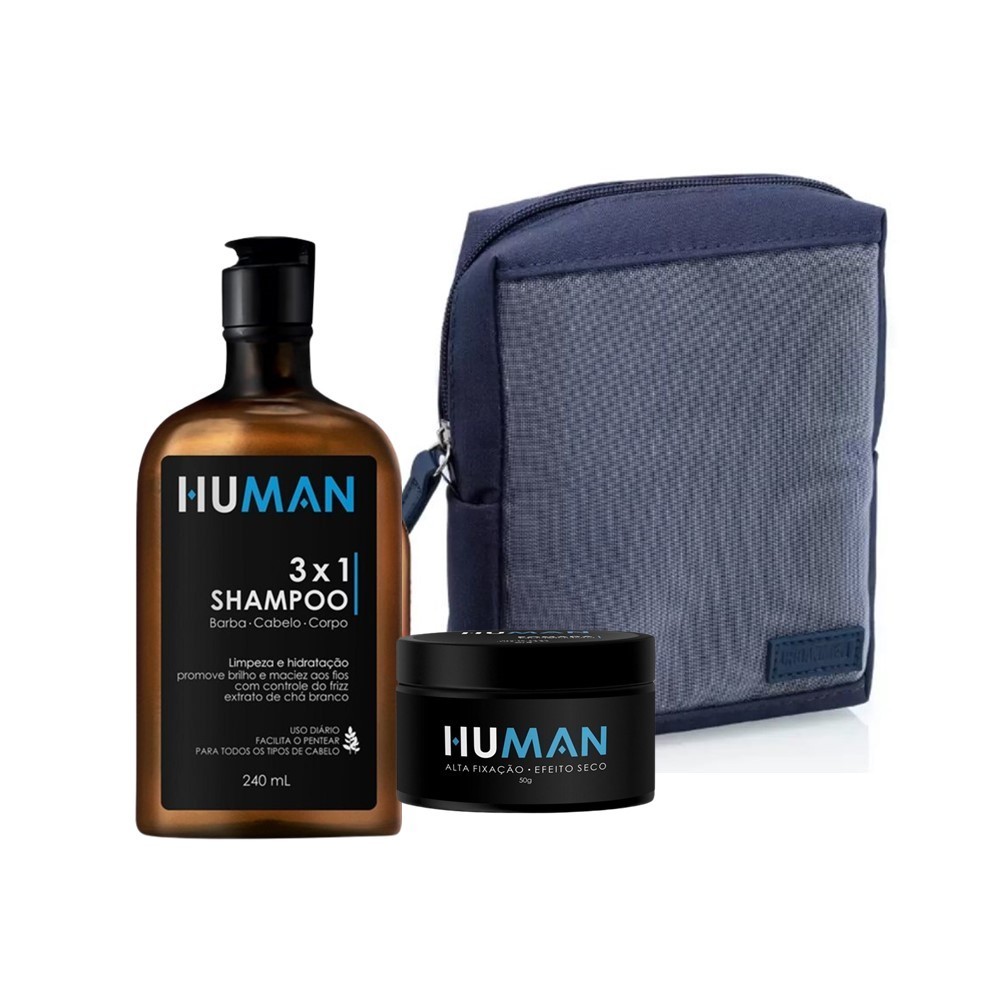 Kit Masculino Shampoo 3×1 Pomada Modeladora Cabelo Efeito Matte Seco ...