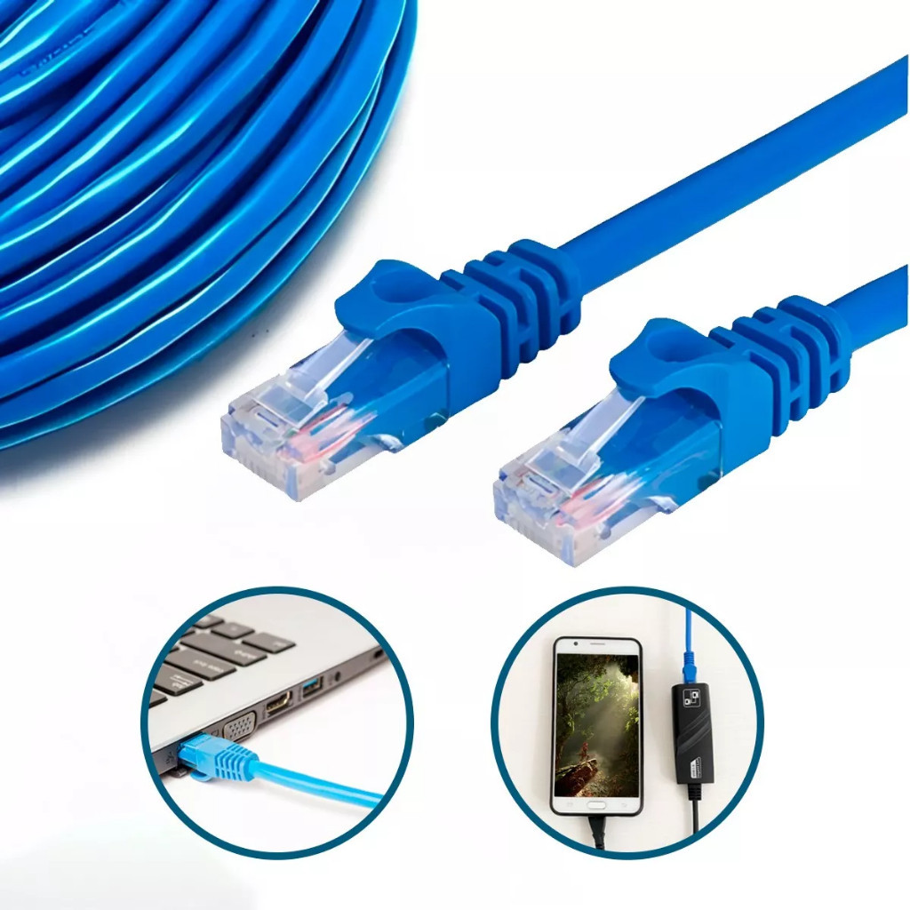 Cabo de Rede LAN Ethernet Cat5e Azul Montado RJ45 Internet, Roteador ...