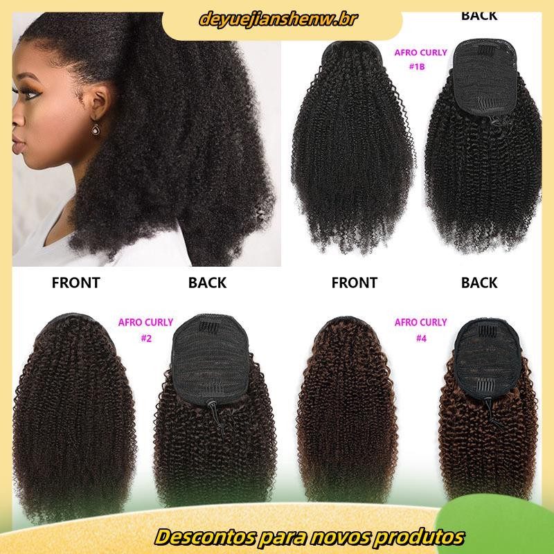 Afro Encaracolado Cabelo Humano Rabo De Cavalo Cordão 3C 4A 20/50cm 100g | Shopee Brasil
