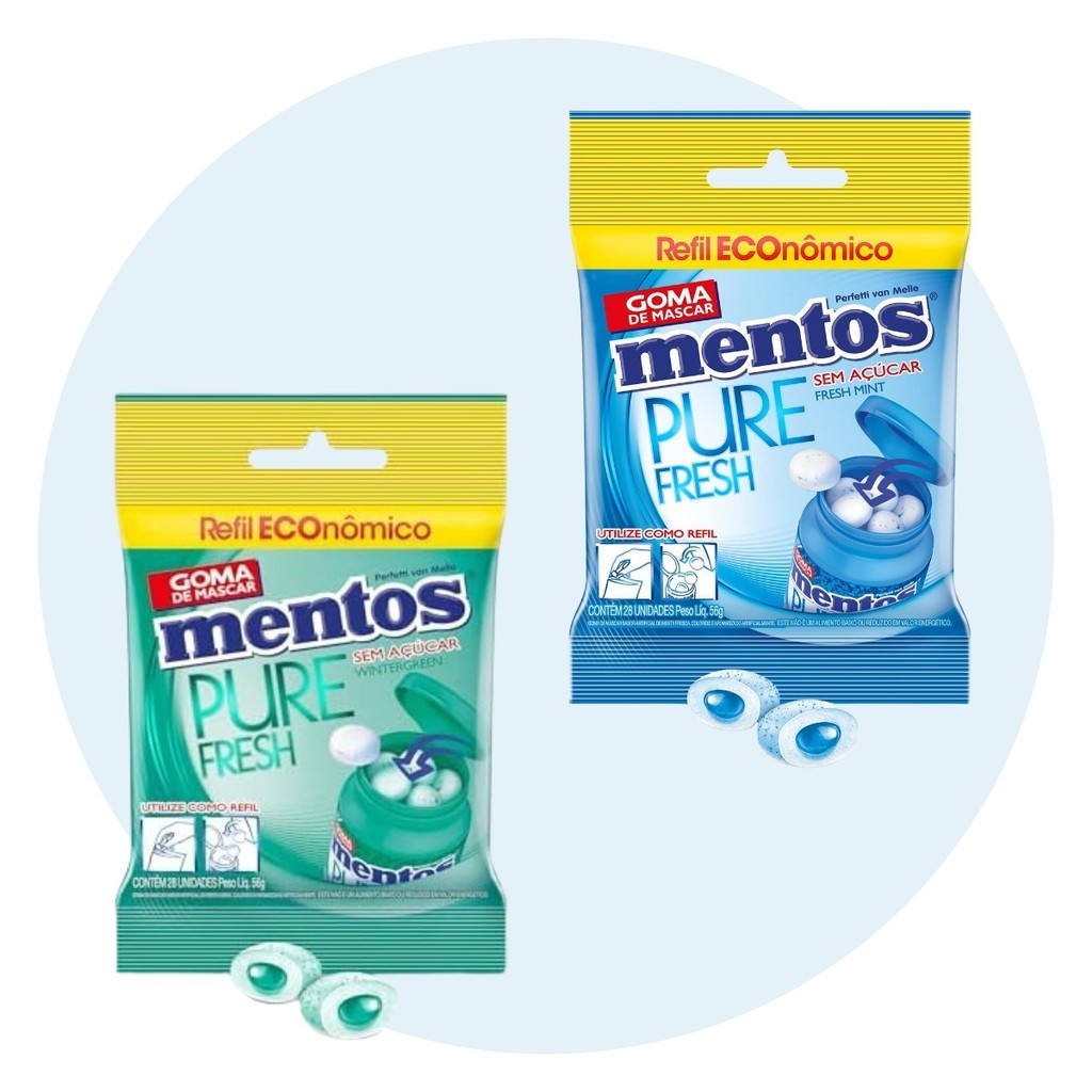 Goma de Mascar Chiclete Mentos Pure Fresh Refil com 28 unidades ...