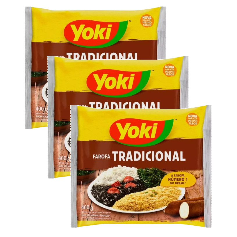 kit 3 Farofa de Mandioca Temperada Yoki 400g | Shopee Brasil