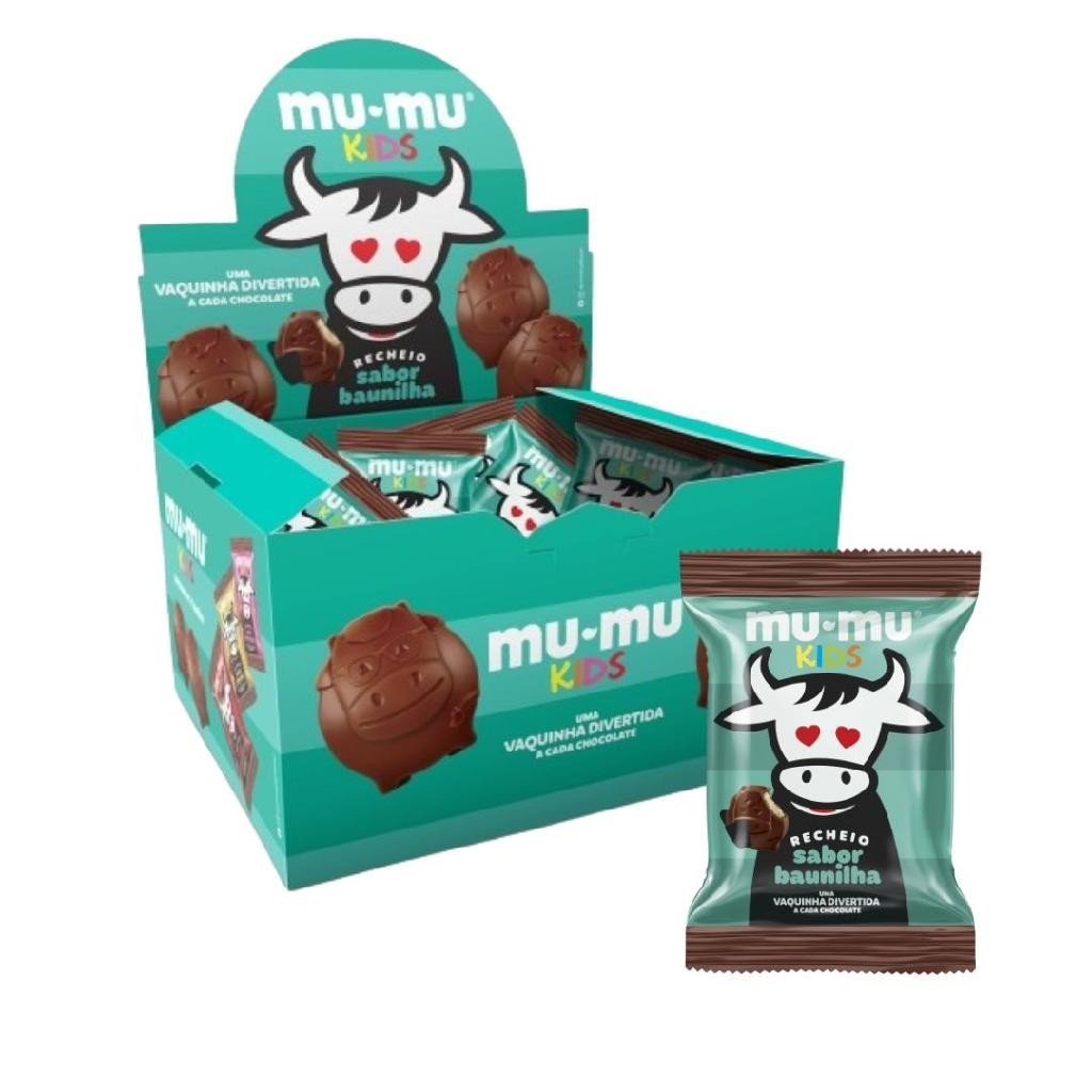 Chocolate Recheado Mu-Mu Kids Baunilha 15,6g Display C/24 Unidades ...