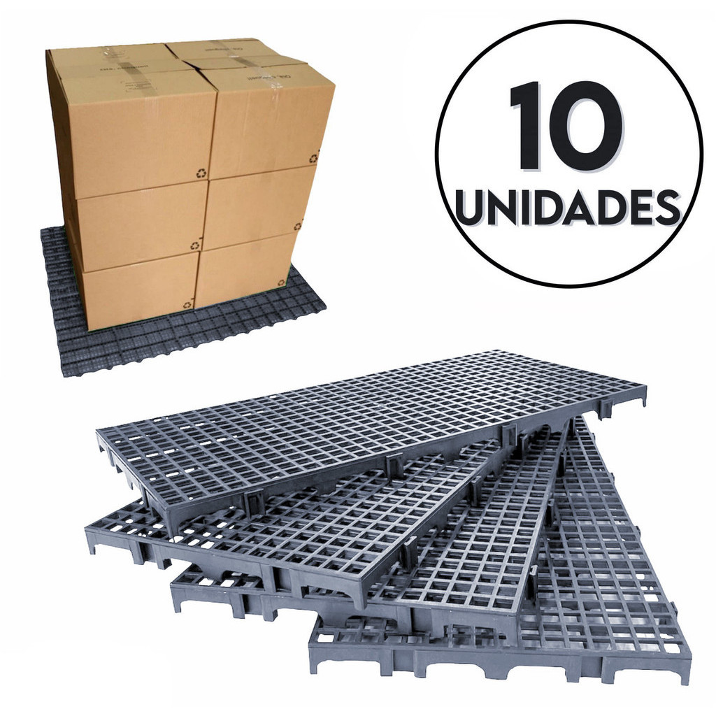 10 Pcs Pallet Palete Estrado Plástico 50x25 Cinza | Shopee Brasil