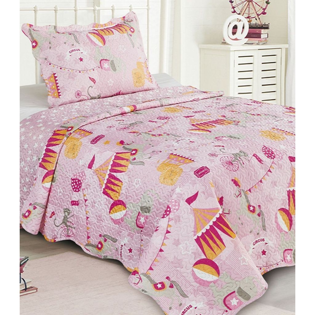 Jogo De Colcha Evolution Patchwork Solteiro Camesa Rosa | Shopee Brasil