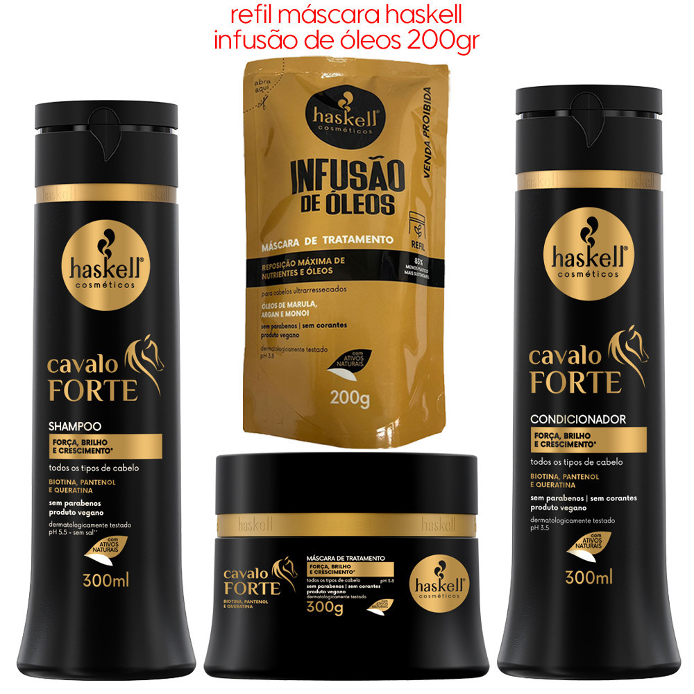 Haskell Cavalo Forte Kit Sh, Cond e Másc 300gr | Shopee Brasil