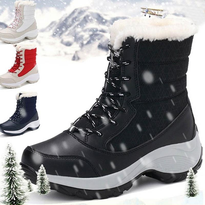 Sapatos De Inverno Botas De Neve À Prova D'água Pelúcia De Tornozelo ...