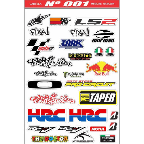 Cartela Adesivo Moto Motocross Carro Bike Caminhao Variados | Shopee Brasil