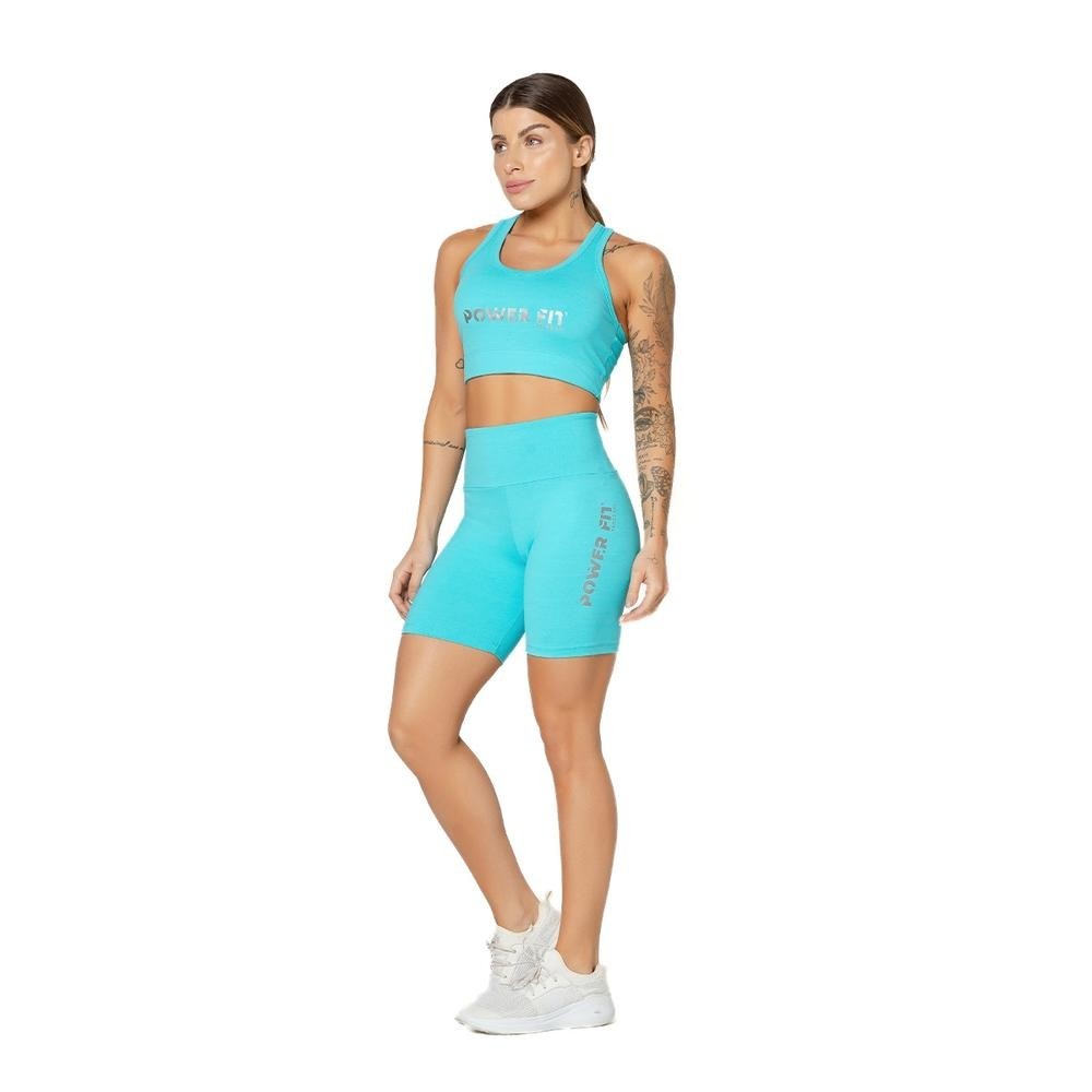 Conjunto Massam Fitness Power Girl Azul Top e Bermuda | Shopee Brasil